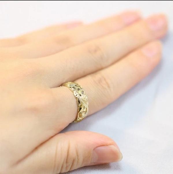 Buy 14k Gold Hand Engraved Wave Edge Ring Hawaiian Hand Engraved ...