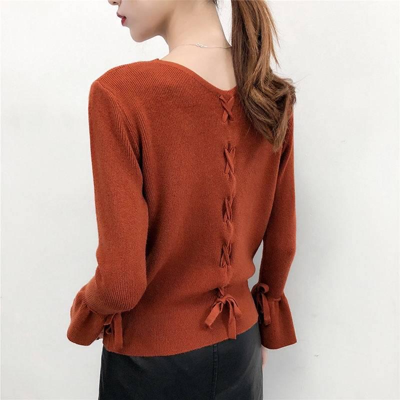 Buy Flare Sleeve Sweaters and Pullovers Autumn Winter Knitted Sweater ...