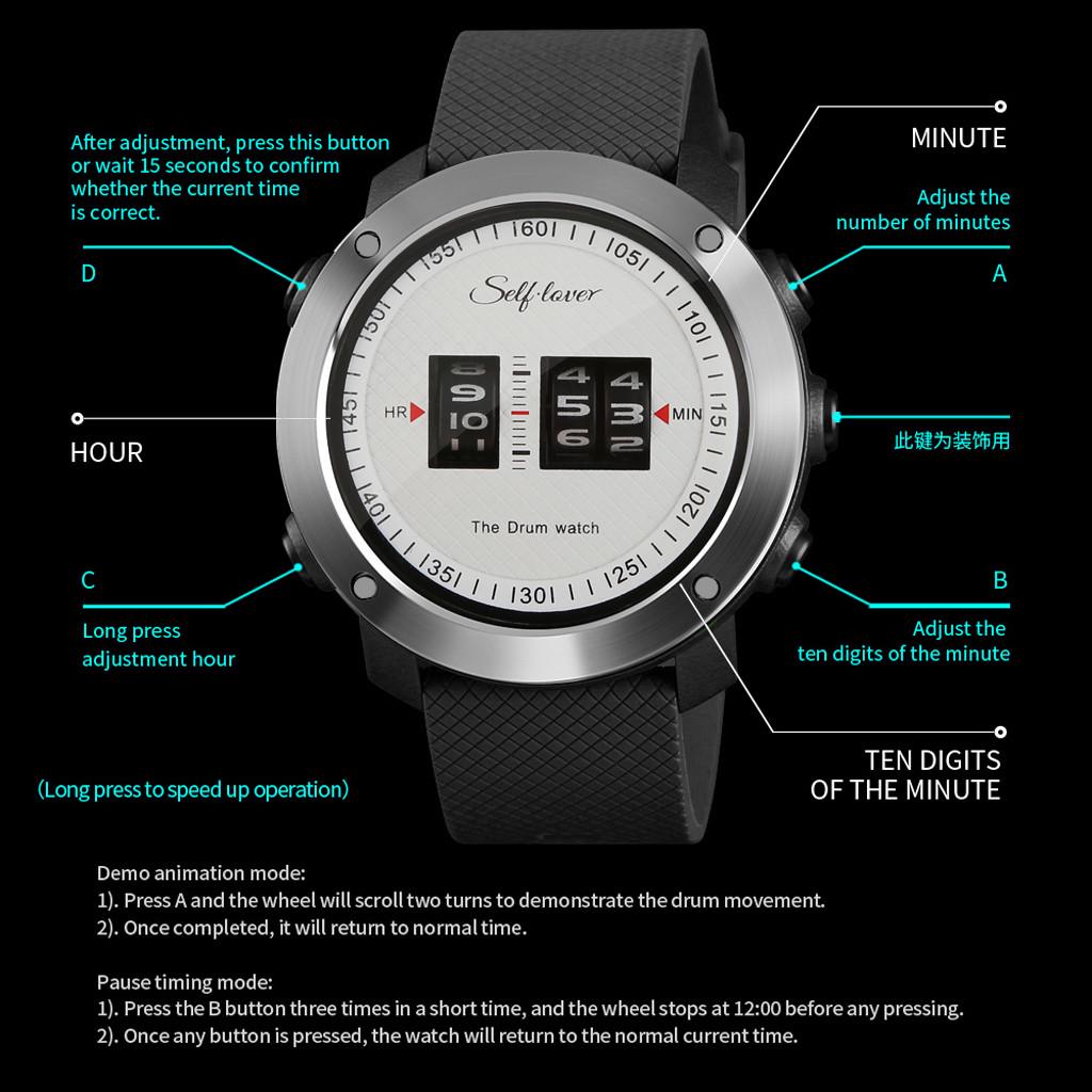Buy Dreamquiet Mens Drum Roll Waterproof Stunning Unique Watch Rolling ...