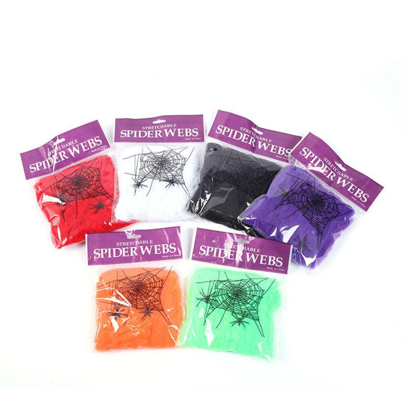 2pcs Spider + Cobweb Halloween Decoration Cotton Thread Spider Web ...