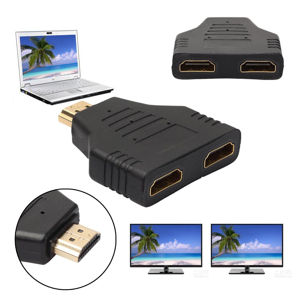 Portable 1080P HDMI Male To 2 Female 1 In 2 Out Splitter Adapter ...