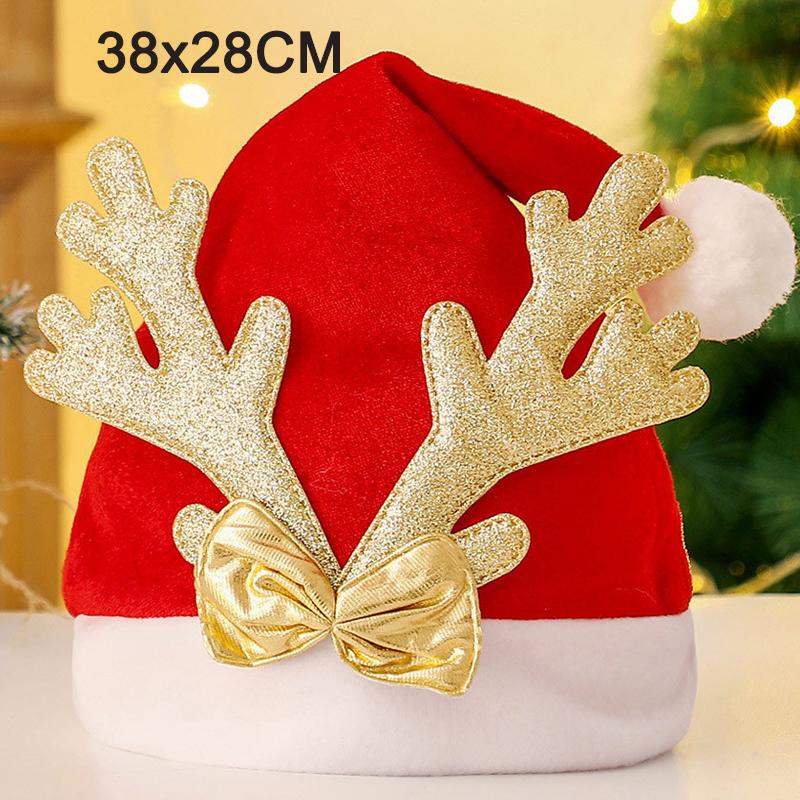 Buy Luxury Thickening Plush Christmas hat Cartoon Checker Santa Hat ...