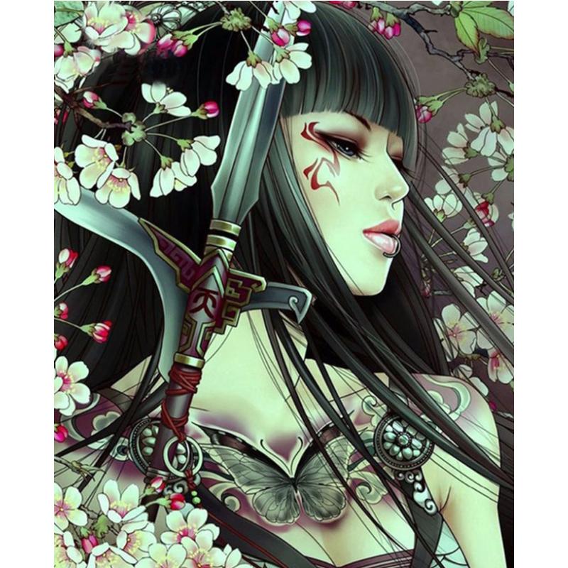 Buy 5D DIY Diamond Embroidery Beauty Samurai Diamond Painting Cross ...