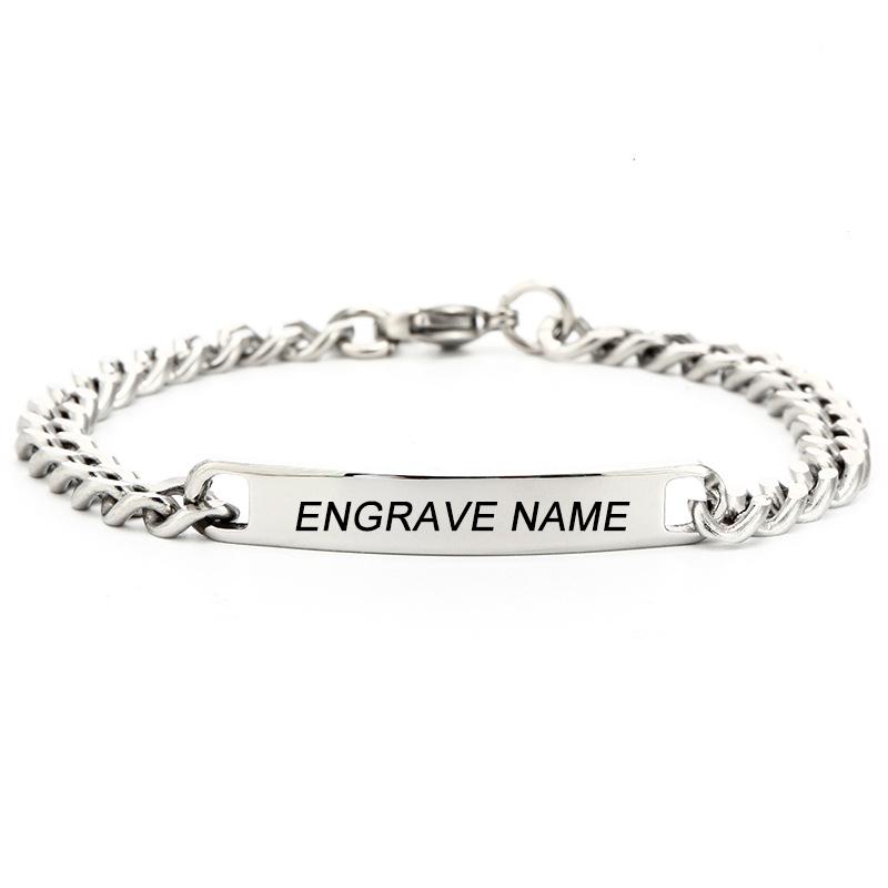 Buy Customized Logo Name Engrave Stainless Steel Bracelet Women ...