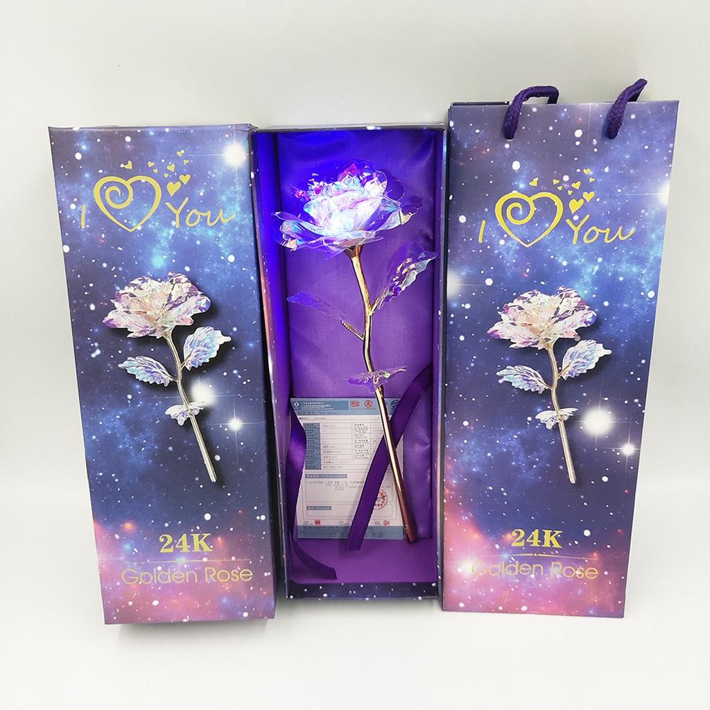 Buy 24K Gold Foil Rose Gift Box Glowing Artificial Flower Gift Box ...
