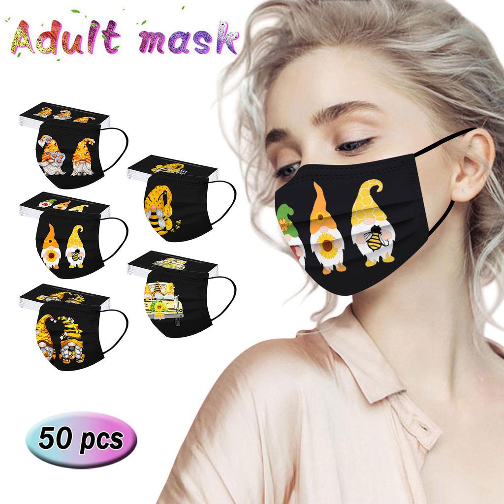 Buy 50PcS Adult's Bee Festival Printed Outdoor Prevention Face Masks at ...