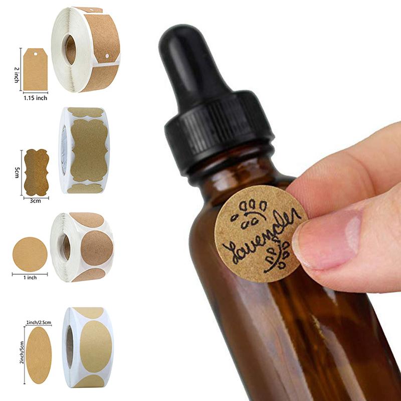 300pcs/Roll Glass Bottle Christmas Kraft Paper Stickers Labels Blank ...