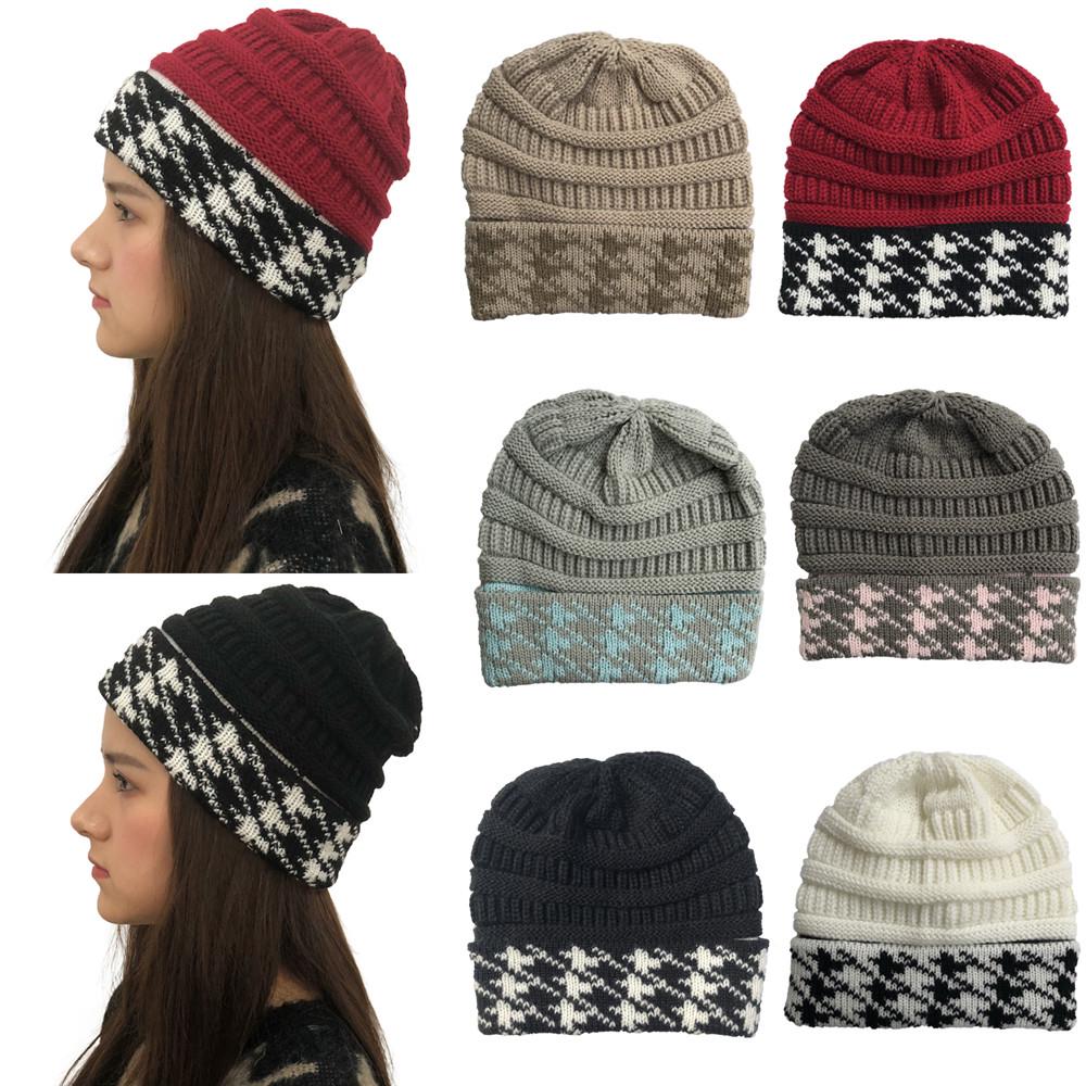 Global Women fashion Stitching Outdoor Hats Crochet Knit Holey Beanie ...