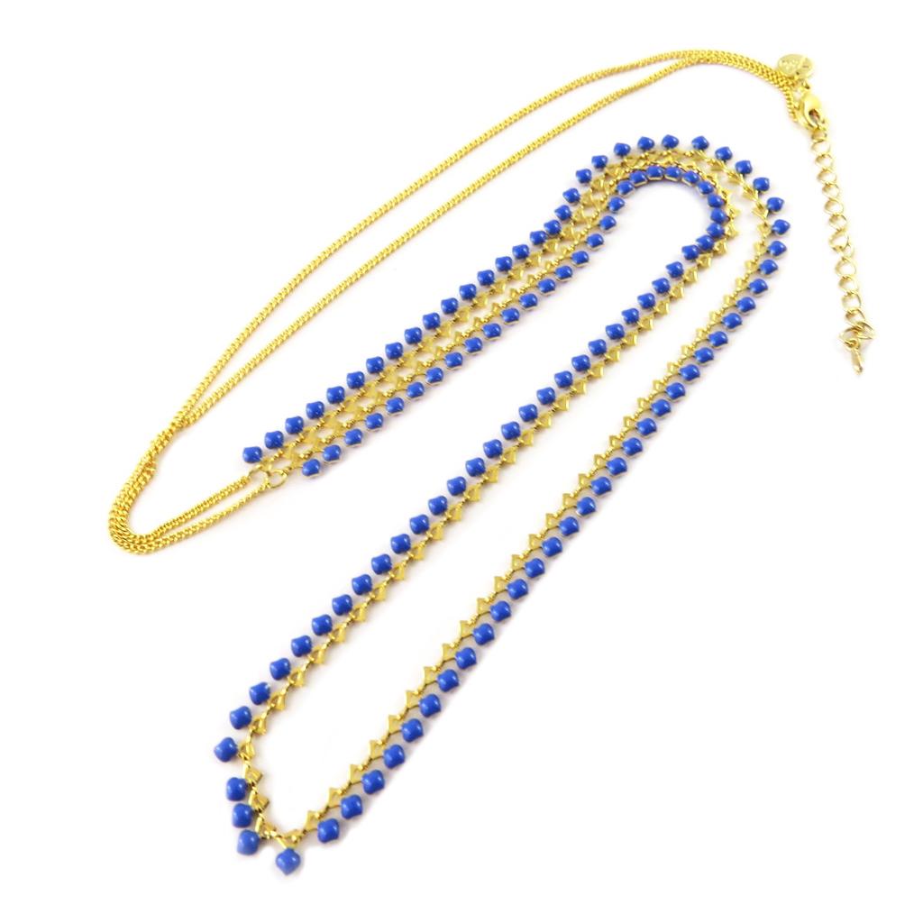 Cheap 7bis [Q1453] - Craft necklace 'Boho' golden blue - 95 cm 6 mm | Joom