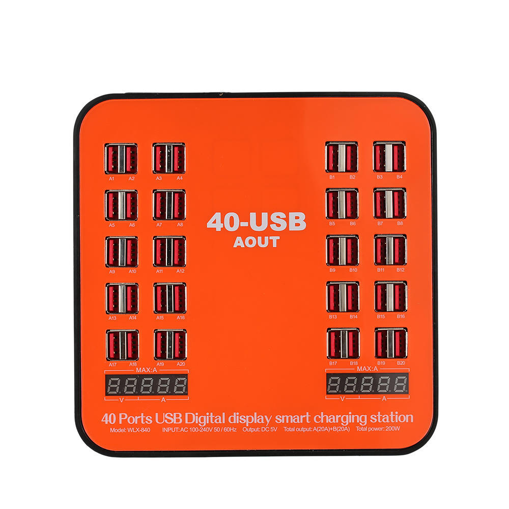 Buy 200W 40-Port USB Wall Charger Dual Digital Display Smart Charging ...