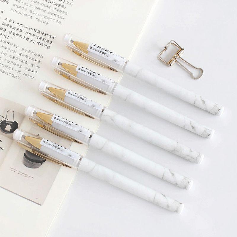 Buy 12pcs 0.5mm Marble Pattern Gel Pens Black Ink Pen Students ...