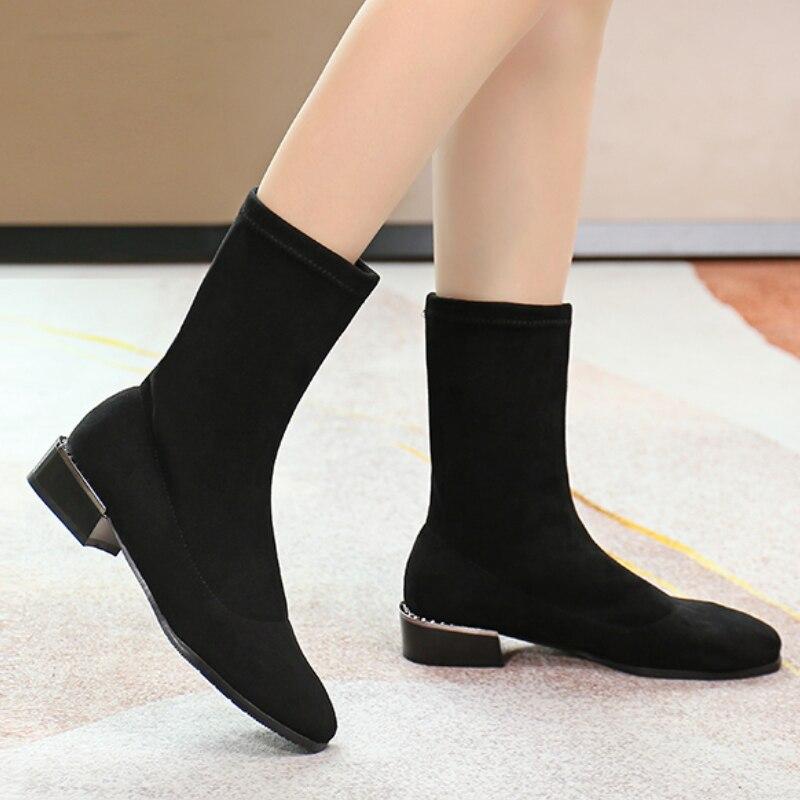 Buy Short Boots Women's Zipper New Spring Autumn Winter Fleece Fashion ...