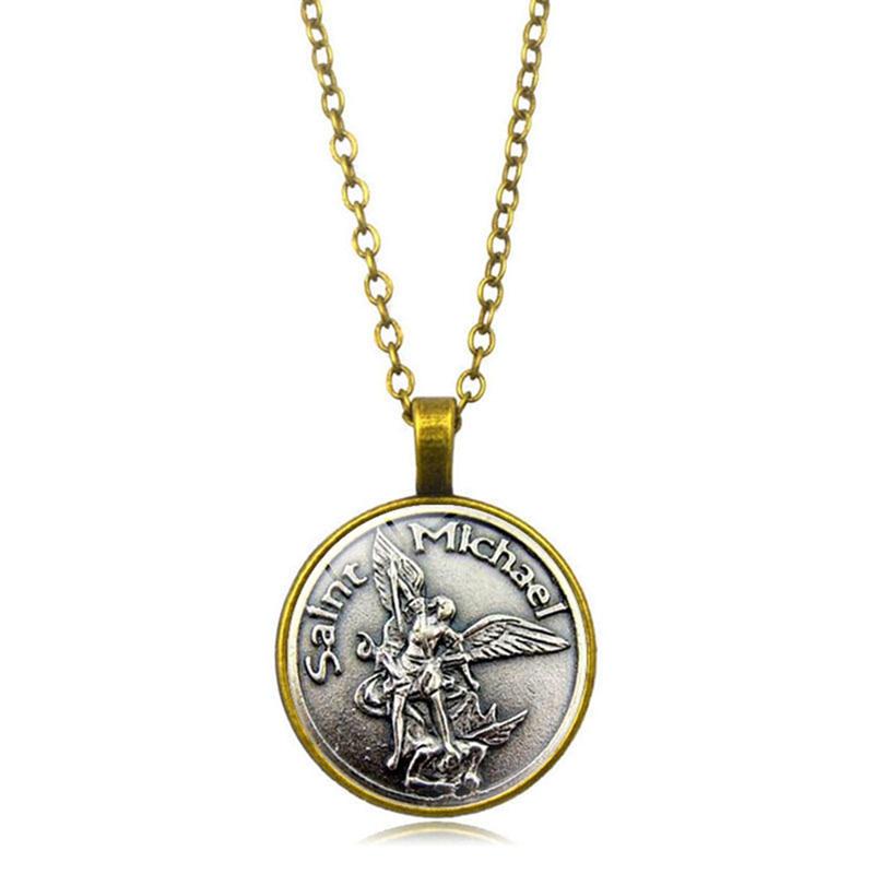 Buy Newest Bible Angel Round Pendant Necklaces Pendants Archangel Angel ...