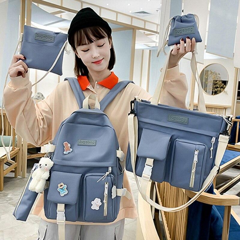 Buy 2021 Backpack 4PCS/set Kids School Bags Women Nylon Backpack ...
