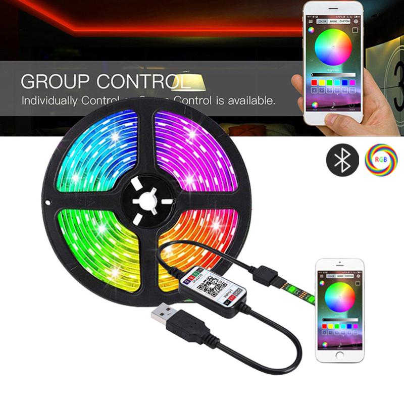 💰Kjøp DIY 10M Bluetooth RGB USB LED Strip Light SMD 5050 Diode Tape Flexible LED Strip Room ...