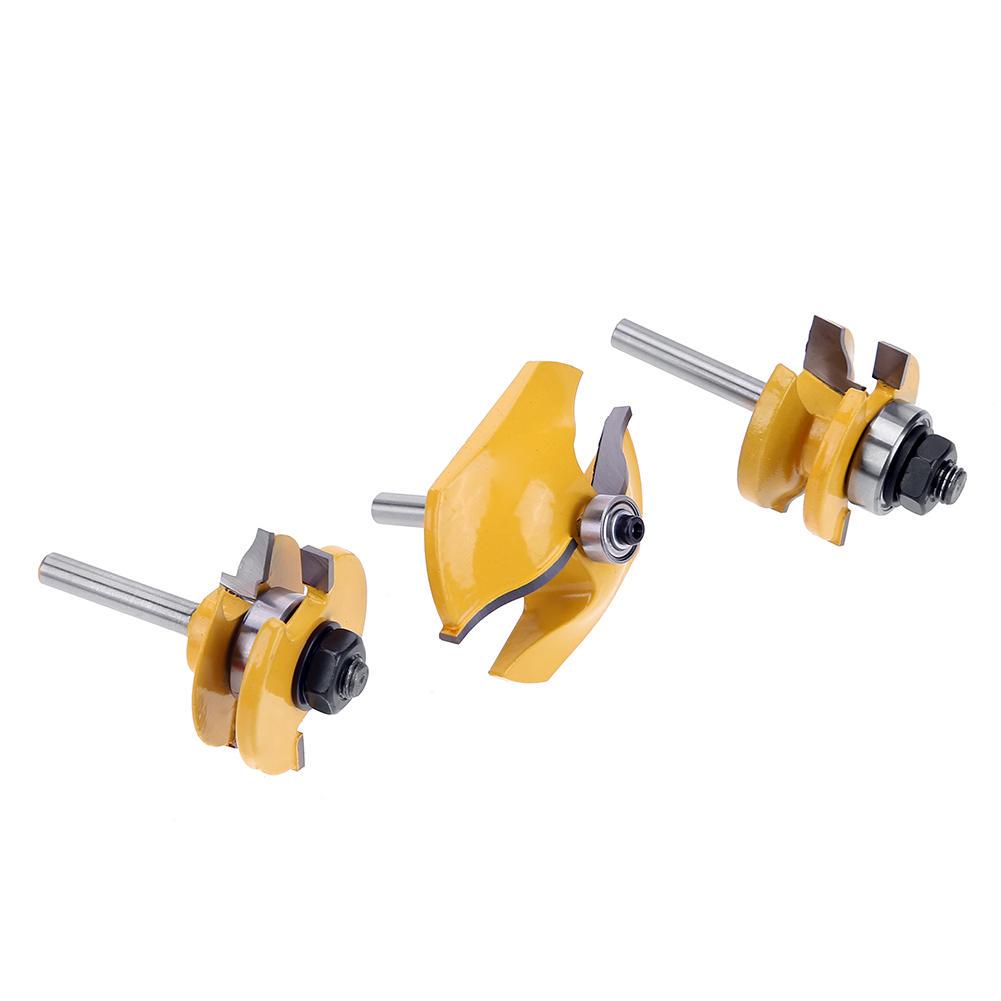 3pcs/set 1/4" Shank Router Bit Cabinet Door Milling Cutter Woodworking ...