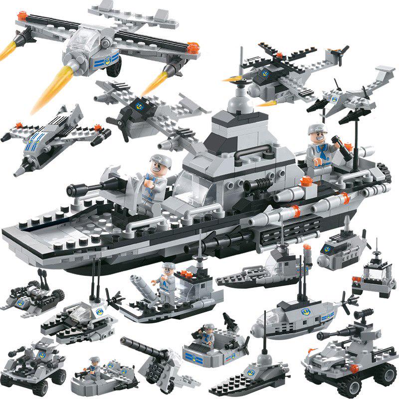 Buy 6IN1 SWAT Naval Battleship Military Building Blocks Sets Helicopter ...