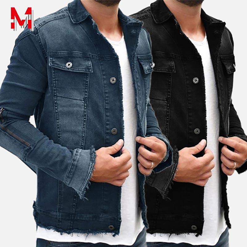 Buy Autumn Men's Denim Jacket Coat Fashion Washed Slim Retro Solid ...