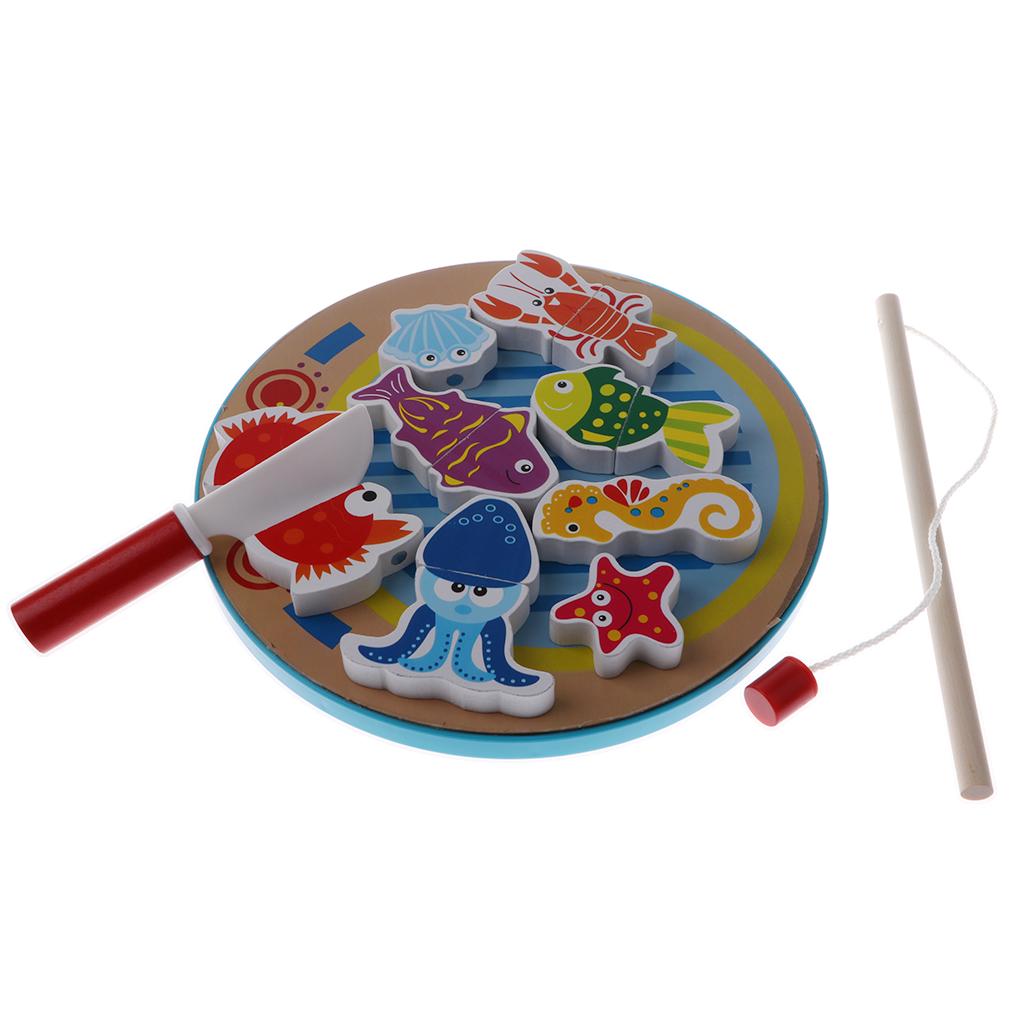 Buy Funny Magnet Connected Wooden Fishing Board Rod Game Set 11 PCS at ...