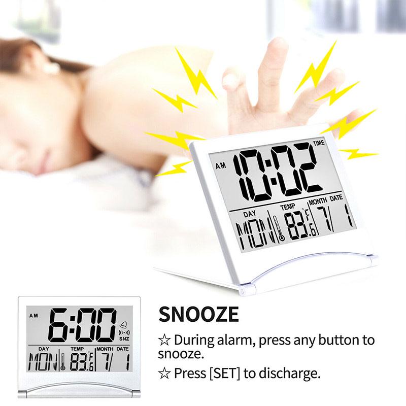 Buy Digital Travel Alarm Clock Foldable Calendar Temperature Timer LCD ...