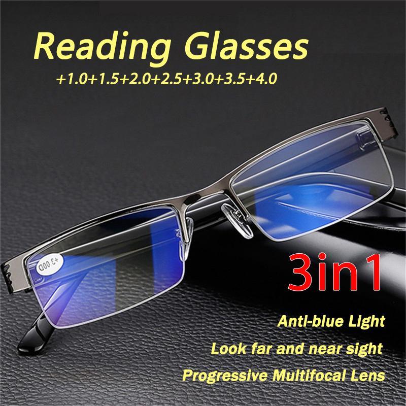 Buy 1Pcs Anti Blue Reading Glasses Men Retro Metal Frame Square ...