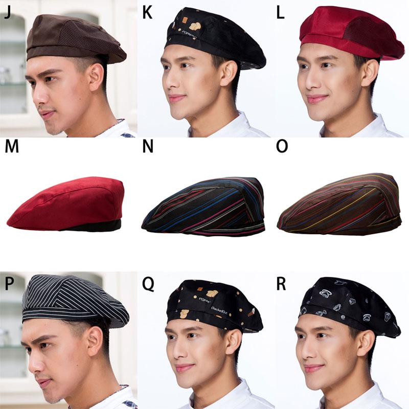 Buy 1PC Kitchen Uniform Cooking Hats Working Wear Caps Striped Chef ...