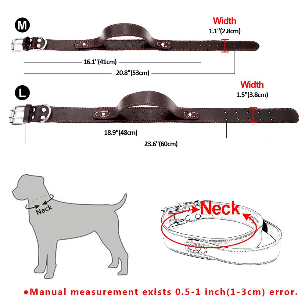 Quick Control Dog Collar Genuine Leather Big Dogs Collars Pet Training ...