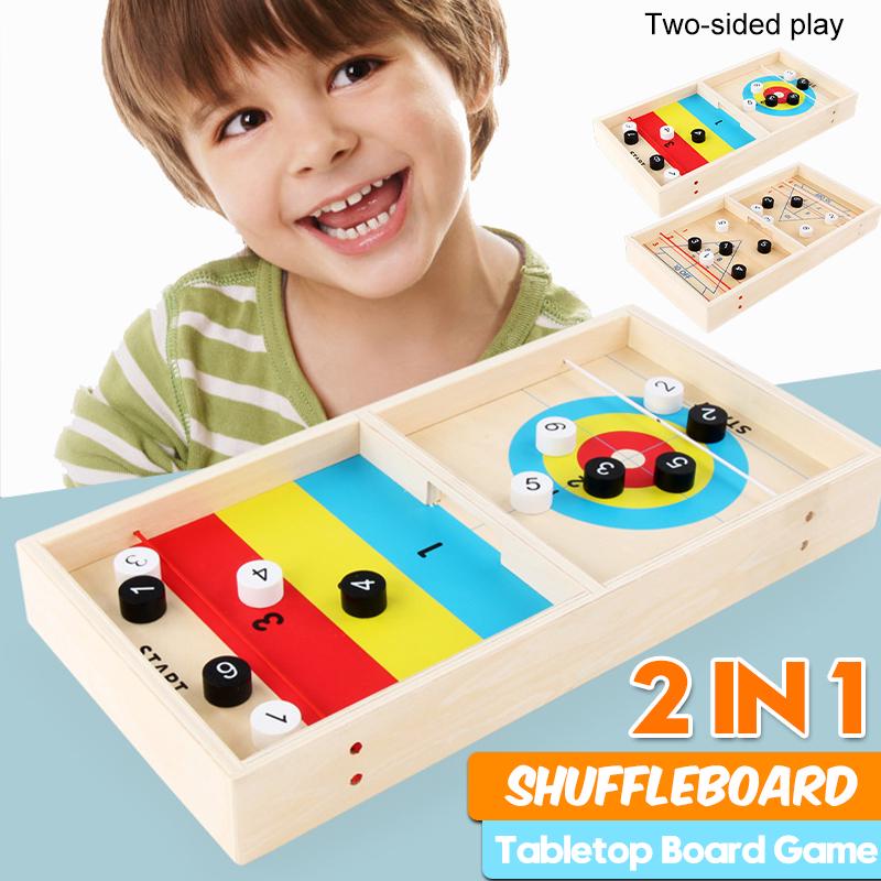 Buy Double-sided Wooden Mini Ice Fox Ball Tabletop Shuffleboard Game ...