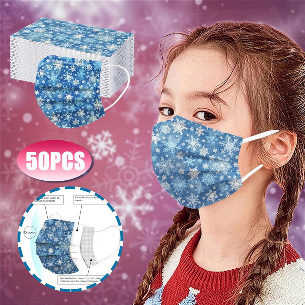 Buy Faye22 Children's Christmas Printed Disposable Mask Disposable Face ...