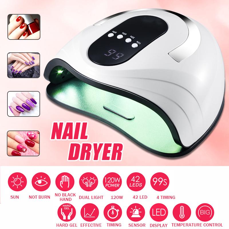 Buy 120W Nail Lamp UV LED Light Fast Curing Gel Polish Machine LCD ...