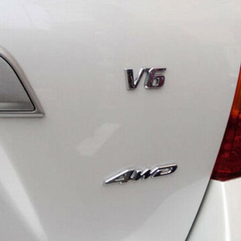 Buy 2pcs V6 4WD Car Styling Metal V6 Badge Sticker Rear Emblem Decal ...
