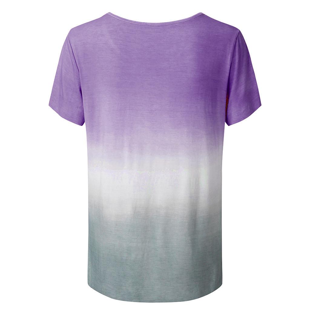 Buy Women's Casual Gradient Color Short Sleeved T-Shirt Tunic Blouse ...