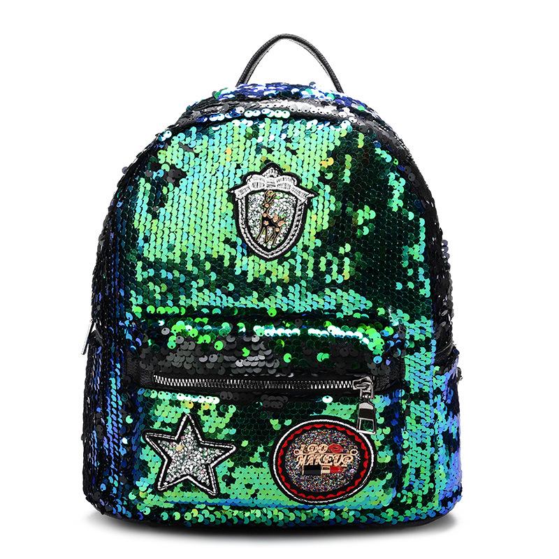 Buy Magic Reversible Sequins Backpacks for Girls Patches Shine Travel Shoulder Bag Hit Color ...