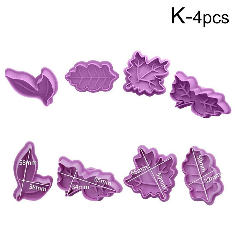 Buy 4pcs Embossing Mold Plastic Multi Style Pastry Fondant Purple Color ...