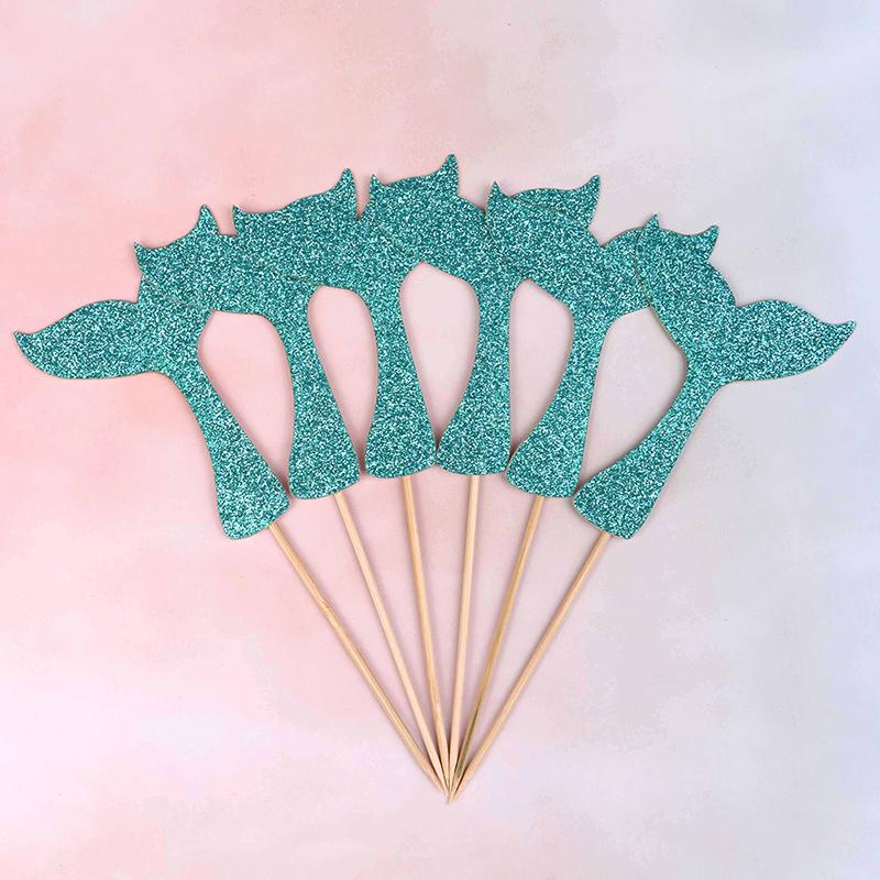 Buy Mermaid Fishtail Flag Cake Topper Birthday Party Decorations ...