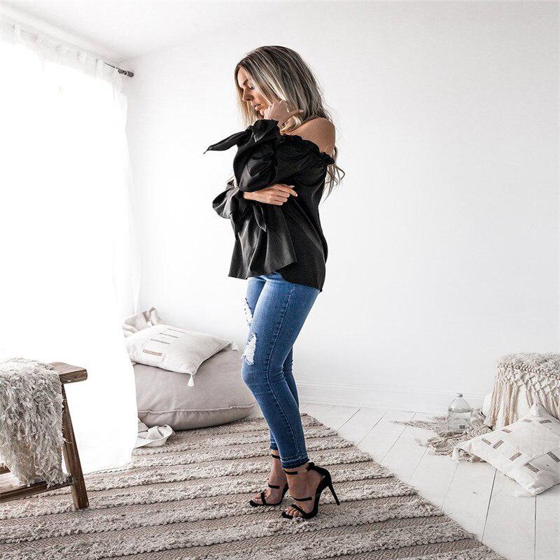 Buy Autumn Arrival Fashion Sexy Slash Neck Off Shoulder Long Sleeve