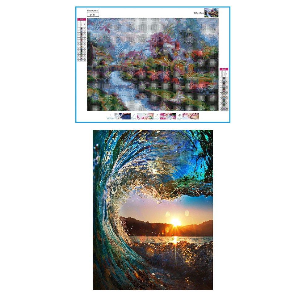 Buy CS2 Diy Diamond Painting Ocean Wave 5D Full Diamond Living Room ...