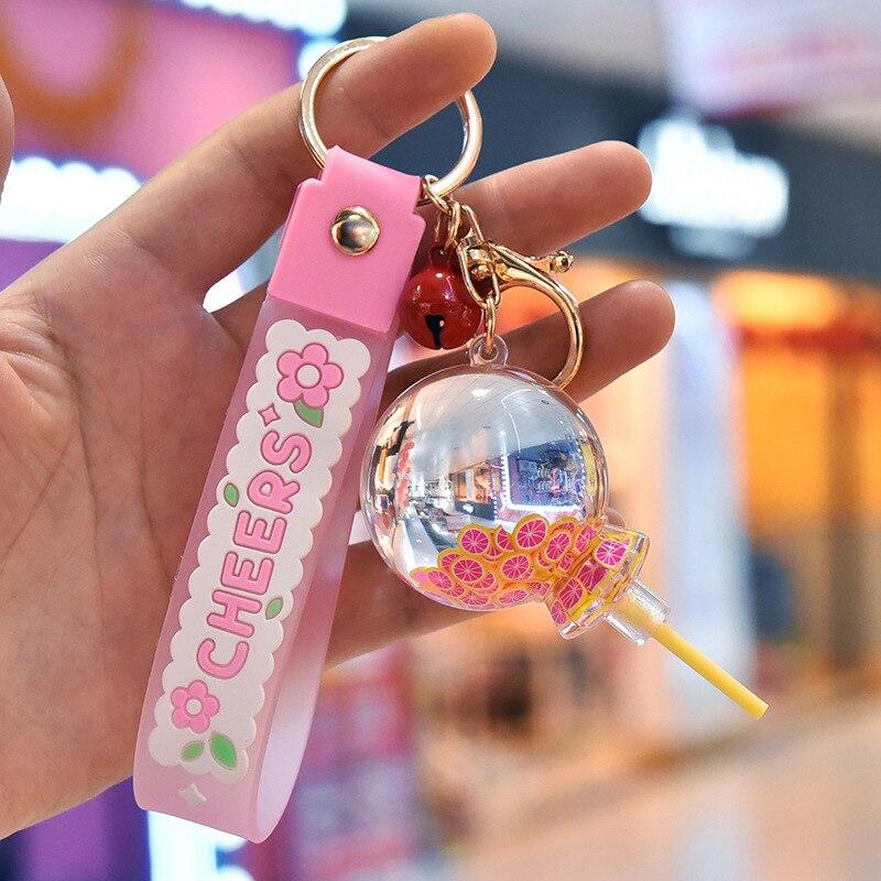Buy Cartoon Floating Fruit Lollipop Key Chain Creative Quicksand ...