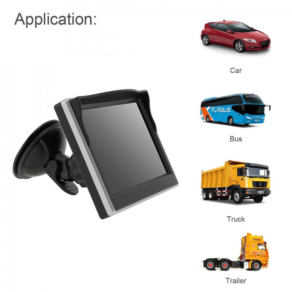 Buy 5 Inch Car TFT LCD Monitor 800*480 16:9 Screen 2 Way Video Input ...
