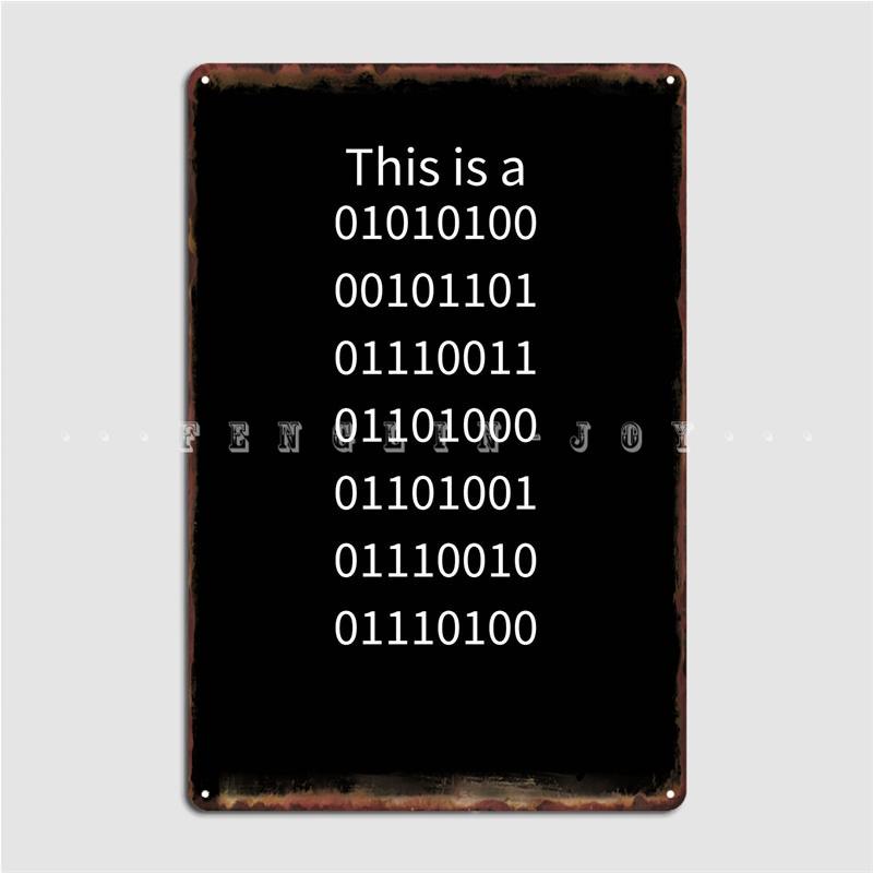 Binary Code Metal Sign Cinema Garage Retro Wall Decor Pub Garage Tin ...