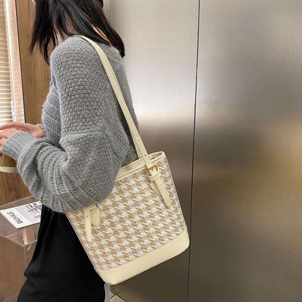 Cheap Retro Plaid Handbag Women PU Bucket Totes Casual Shoulder Bags ...