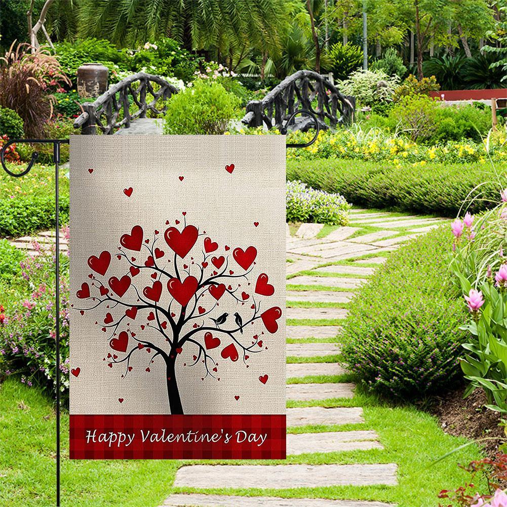 Cheap 2022 Valentine's Day Garden Flag Polyester Cloth Linen Party ...