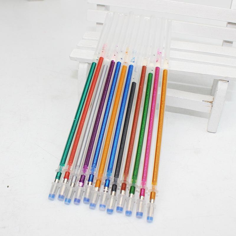 Buy 12 Colorful Gel Pens Refill Set Glitter Pastel Fluorescence Neon ...