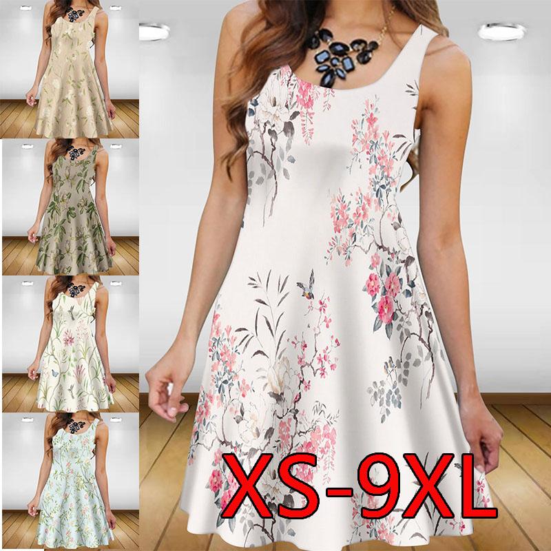 Buy Women's Fashion Party Dress Print Dress Sleeveless New Summer ...