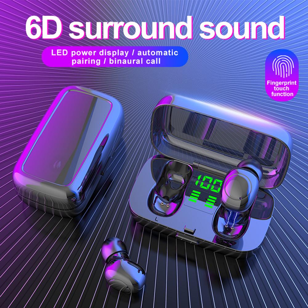Buy TWS Headset Bluetooth V5.0 Stereo Earphone 6D Surround Wireless IPX6 Waterproof Fingerprint ...