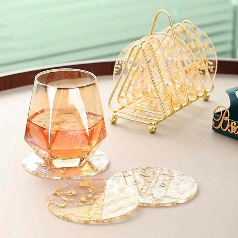 Buy Kitchen Table Decorative Place Mats Acrylic Gold Foil Coaster Heat ...