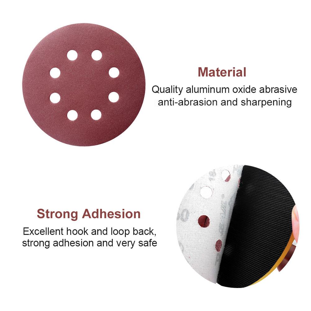 Buy 10Pcs 5" 8 Hole Sanding Discs Paper Sandpaper Sheet 60-320 1000 ...