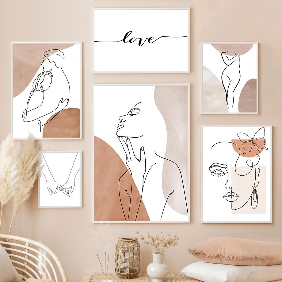 Kaufe Wand-Kunst-Leinwand-Malerei, minimalistische Linie Porträt, Körper, Gesicht, abstrakte ...