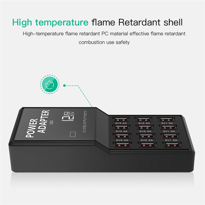USB Multi-Ladegerät 12 Anschlüsse 3.5A schnelle USB-Desktop-Netzteil ...