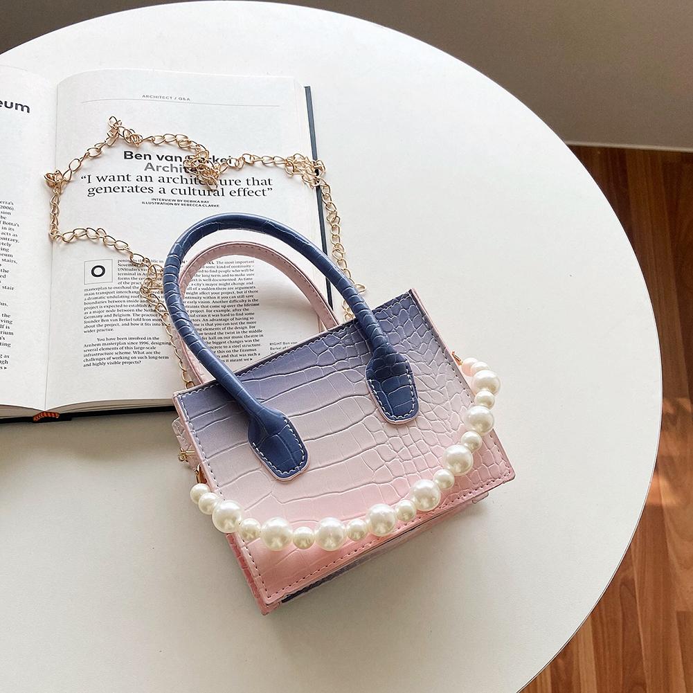 Buy Retro Women Alligator Pattern Gradient Messenger Bag Pearl Purse ...